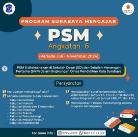 Program Surabaya Mengajar (PSM) Angkatan 6 - Direktorat Pengembangan Kemahasiswaan
