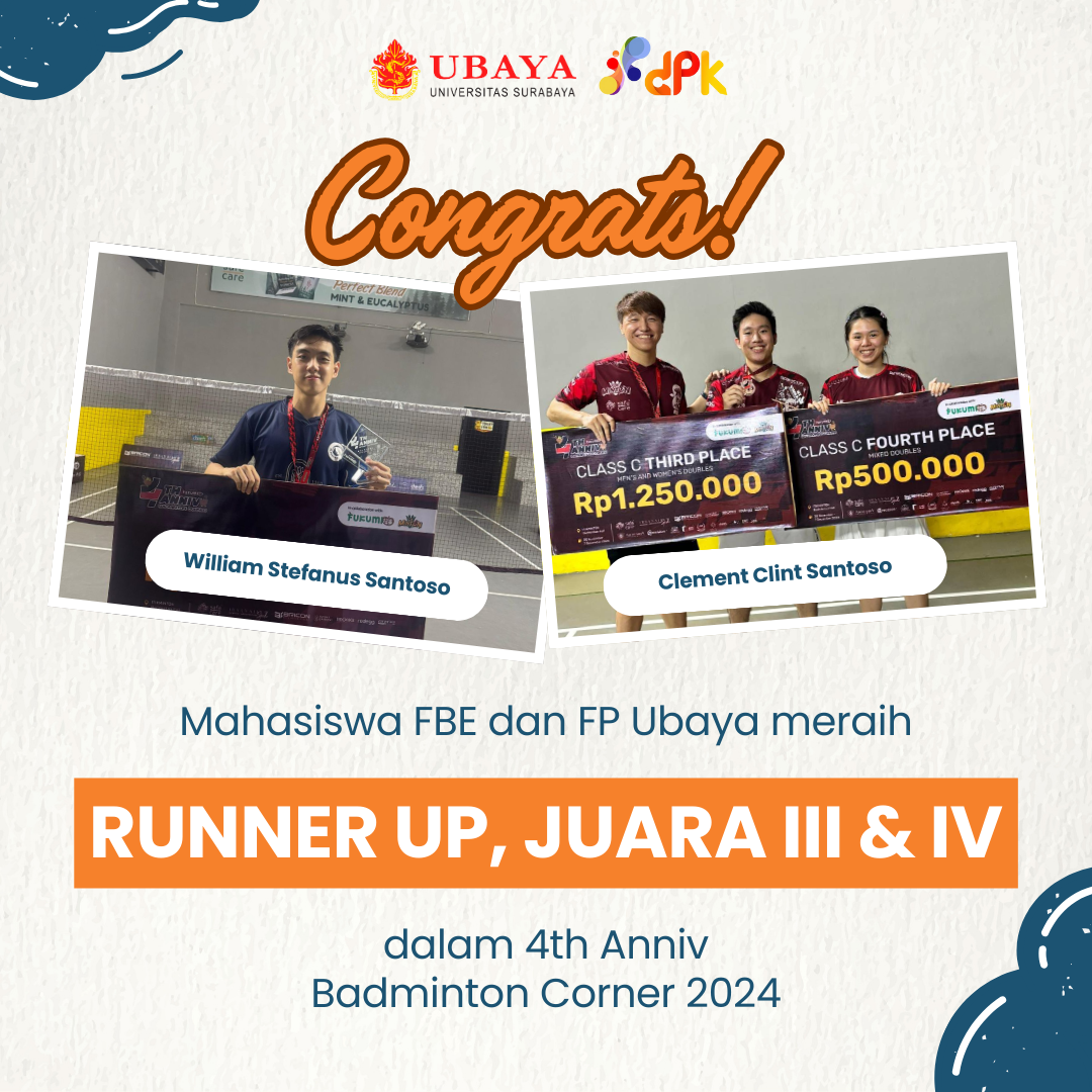 Dua Mahasiswa Ubaya Raih Prestasi di 4th Anniv Badminton Corner 2024 ...