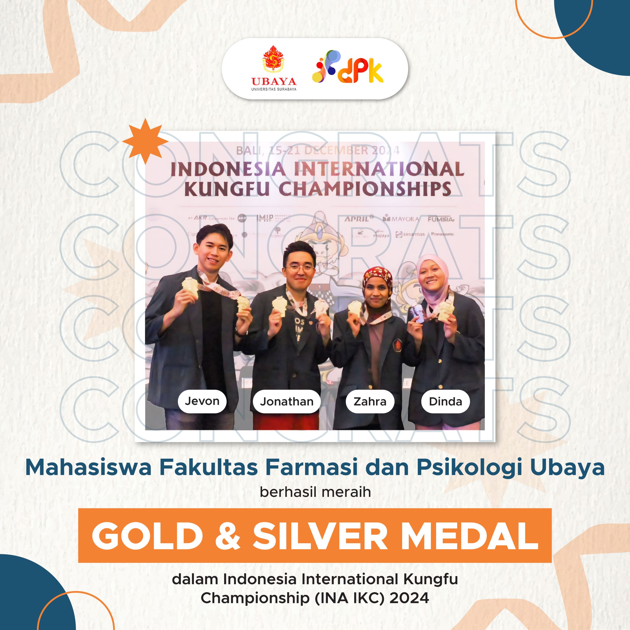 Mahasiswa Ubaya Raih Prestasi di Indonesia International Kungfu Championship 2024 - Direktorat ...