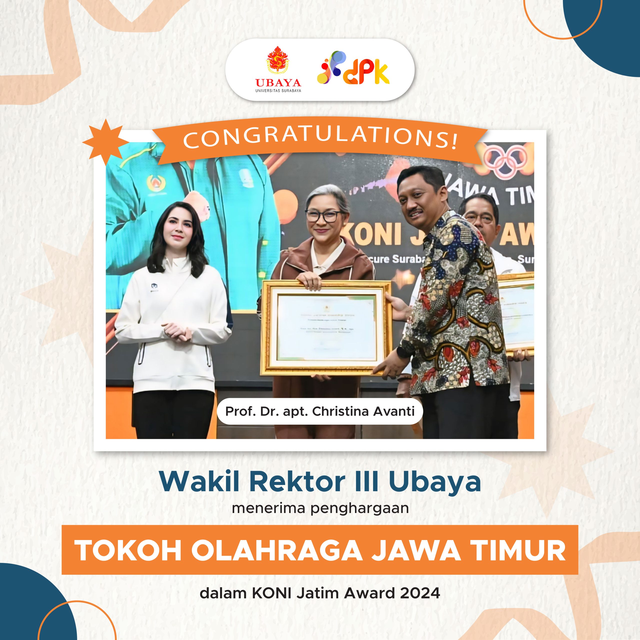 Wakil Rektor III Ubaya Raih Penghargaan Tokoh Olahraga Jawa Timur dalam ...