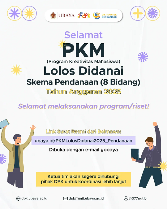 Selamat! Tim PKM UBAYA Lolos Pendanaan Tahun 2025 - Direktorat Pengembangan Kemahasiswaan