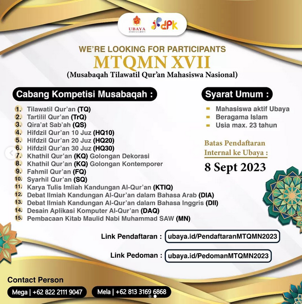 Musabaqah Tilawatil Qur'an Mahasiswa Nasional (MTQMN) XVII - Direktorat ...