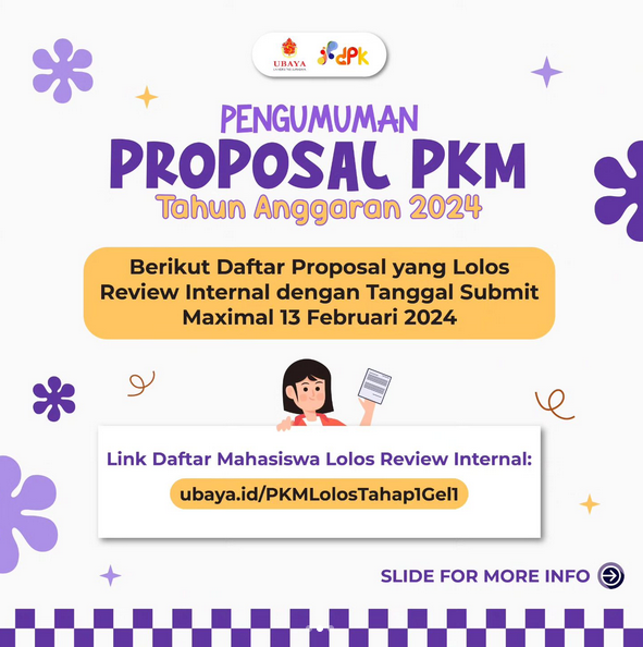 Pengumuman Proposal PKM Tahun 2024 - Direktorat Pengembangan Kemahasiswaan