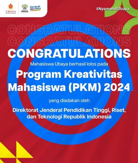 Congratulations Mahasiswa Ubaya berhasil lolos pada PKM 2024 - Direktorat Pengembangan Kemahasiswaan